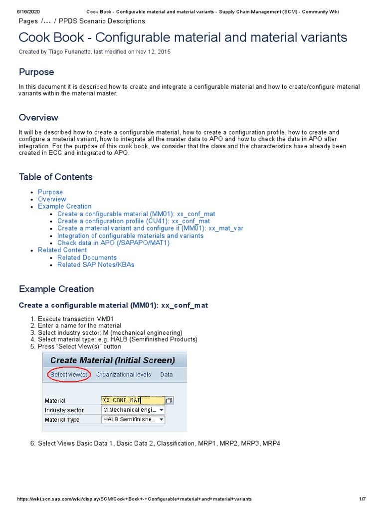 Cook Book - Configurable Material and Material Variants - Supply Chain ...