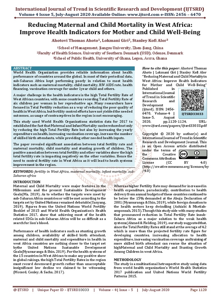 Reducing Maternal and Child Mortality in West Africa Improve Health ...