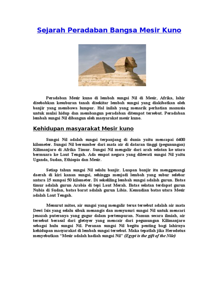Sejarah Peradaban Bangsa Mesir Kuno | PDF