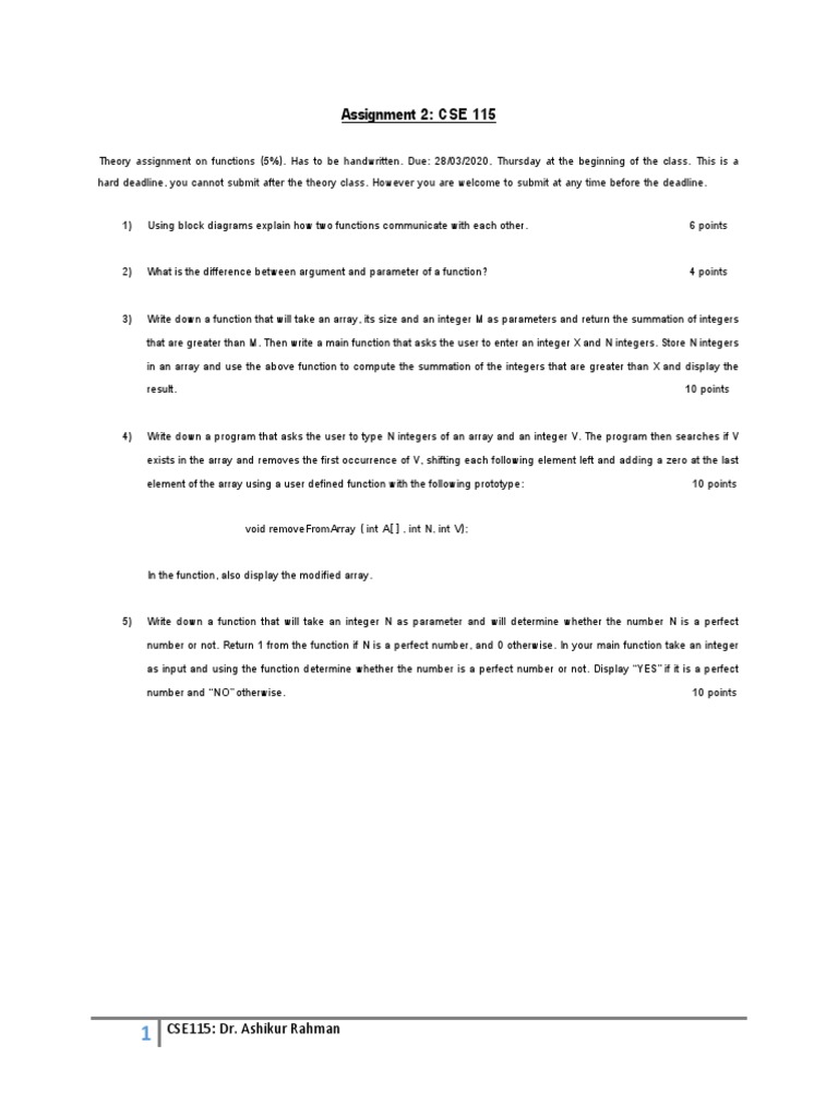 Assignment On Function | PDF