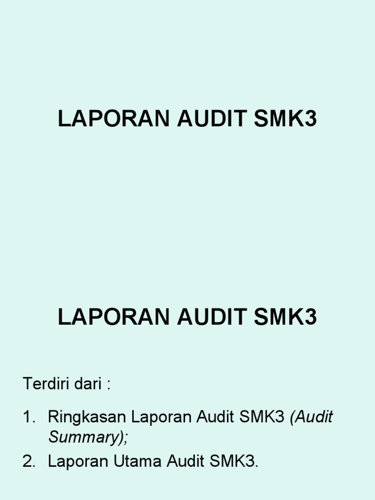 97 Laporan Audit SMK3 | PDF