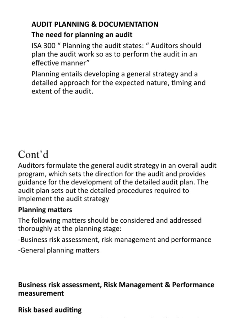Audit Planning & Documentation | PDF | Audit | Risk