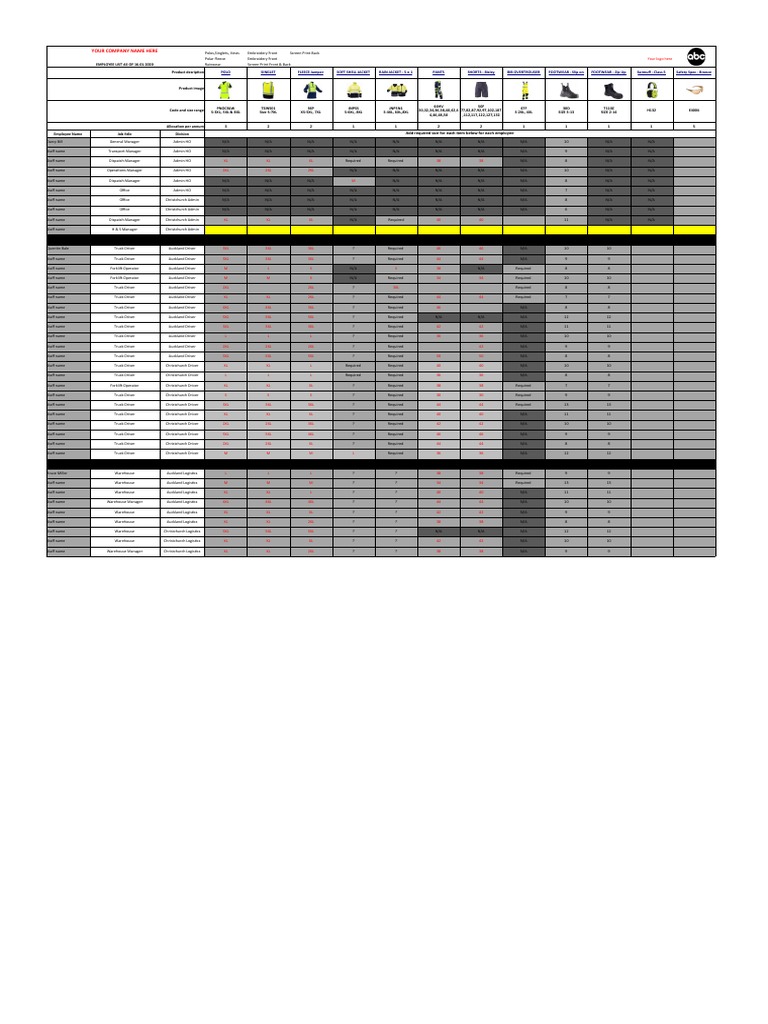 Staff Uniform Tracking Spreadsheet - Free Template | PDF | Business ...