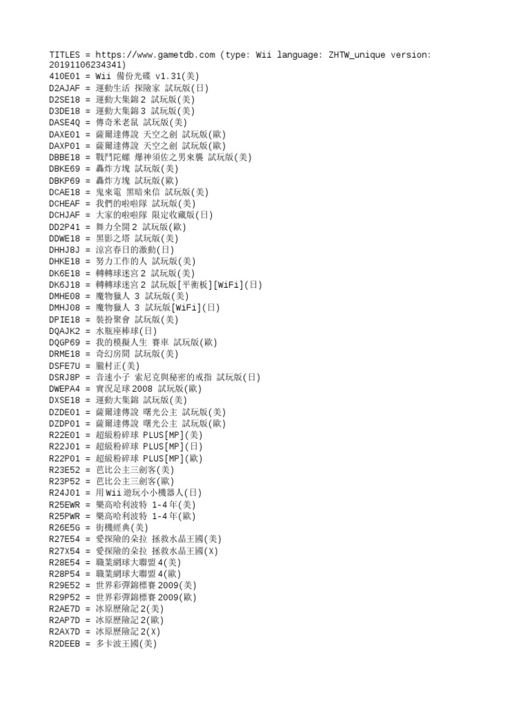 Wiitdb-Zh TW | PDF