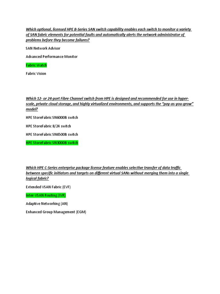Introduction To SANs Test | PDF | Routing | Computer Network