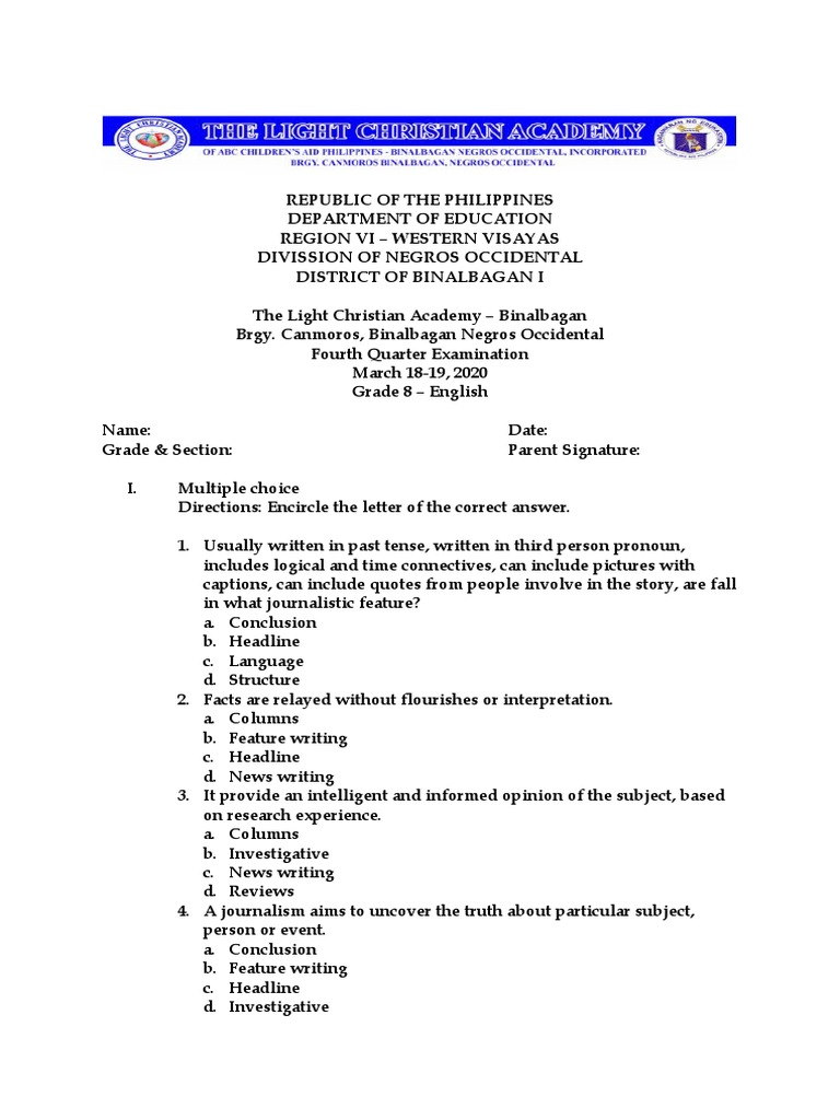 Grade 8 | PDF | Journalism | News