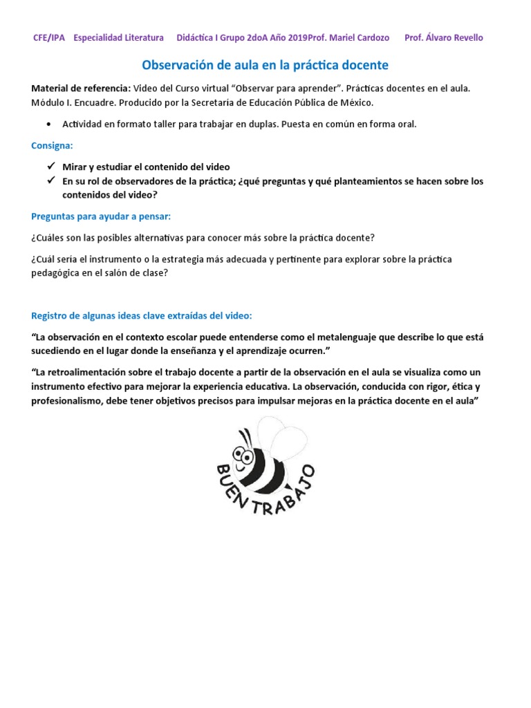 Observar para Aprender Ejercicio | PDF