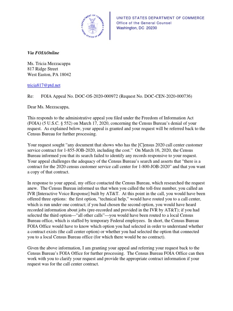 Mezzacappa Wins Reversal/ Remand With US Dept of Commerce FOIA Request ...