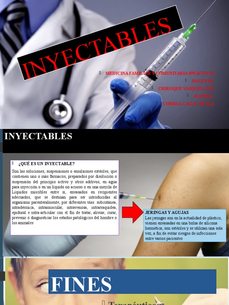INYECTABLES | PDF | Inyección (medicina) | Medicamentos con receta