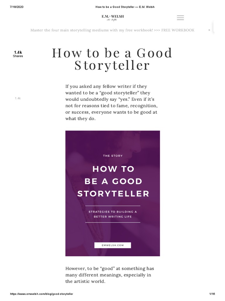 How To Be A Good Storyteller - E.M. Welsh | PDF | Storytelling | Narrative