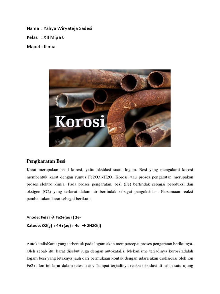 Mekanisme Pengaratan Besi dan Korosi | PDF