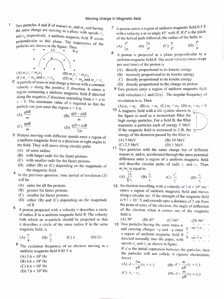 Moving Charge in A Magnetic Field | Download Free PDF | Electronvolt | Electron