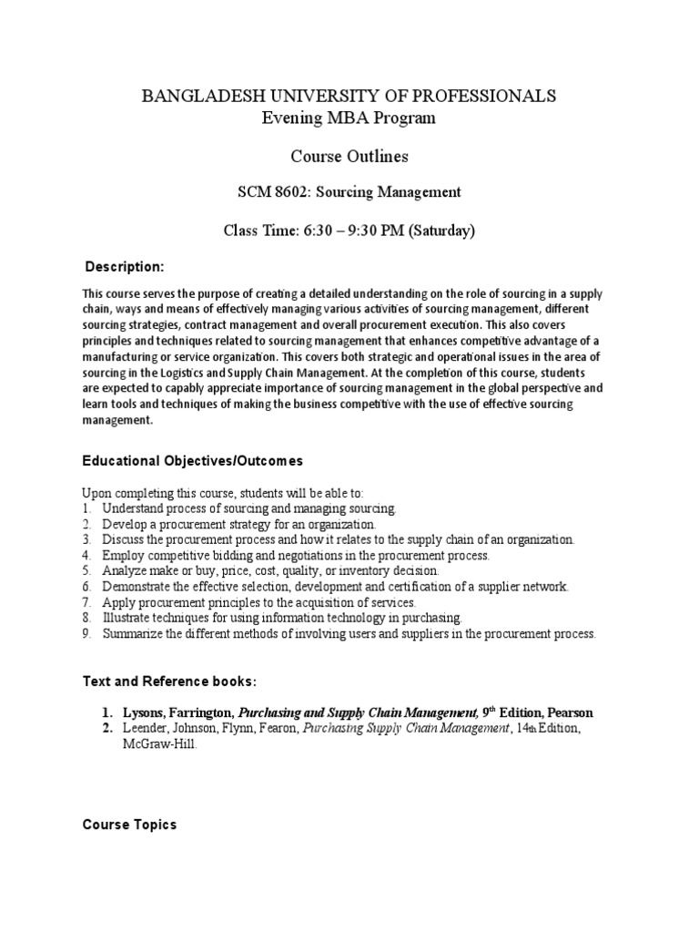 Bangladesh University of Professionals Evening MBA Program Course ...