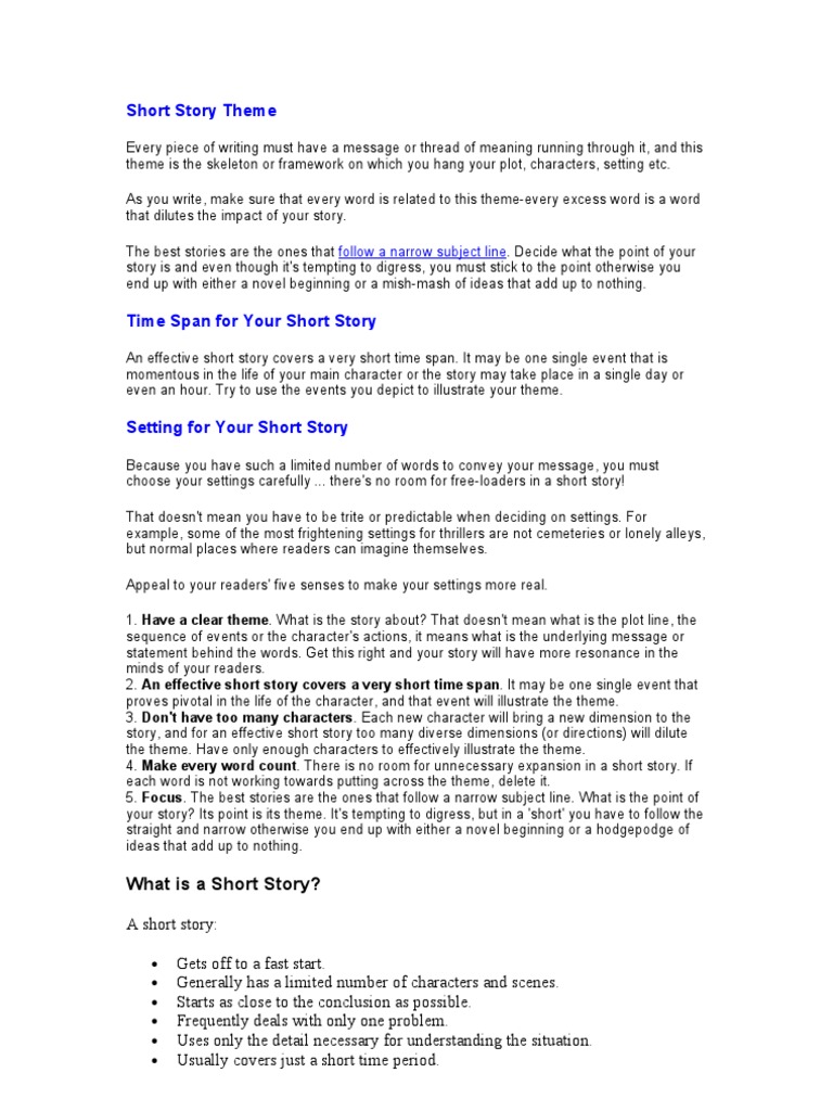Short Story-Writing Tips | Download Free PDF | Narration | Plot (Narrative)