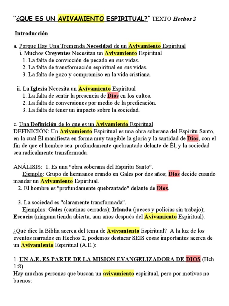 QUE ES UN AVIVAMIENTO ESPIRITUAL