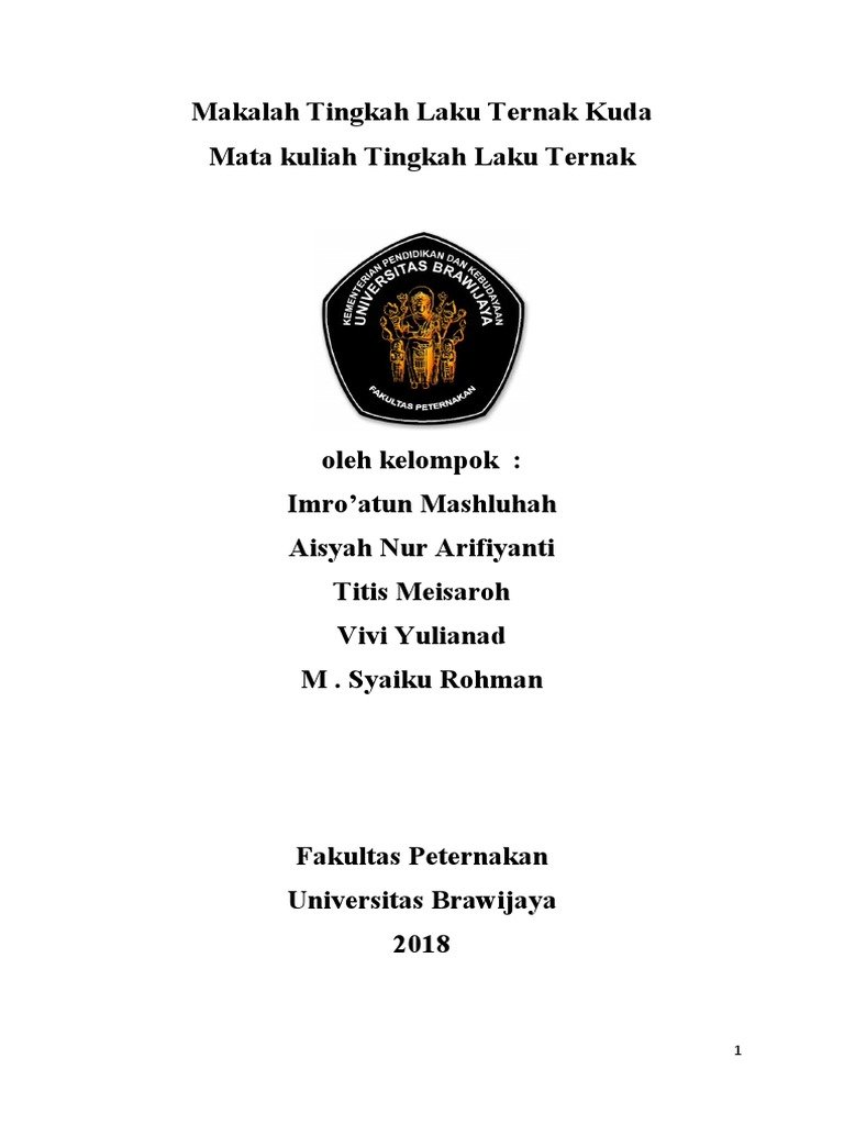 Makalah Tingkah Laku Ternak Kuda | PDF