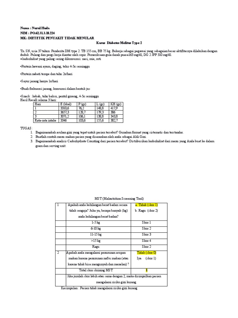 Nurul Huda Kasus DM Tipe 2 D3 Gizi | PDF