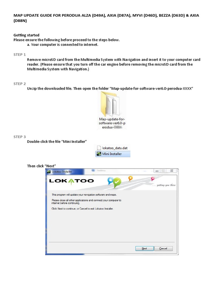 MAP UPDATE GUIDE FOR PERODUA Eng | PDF
