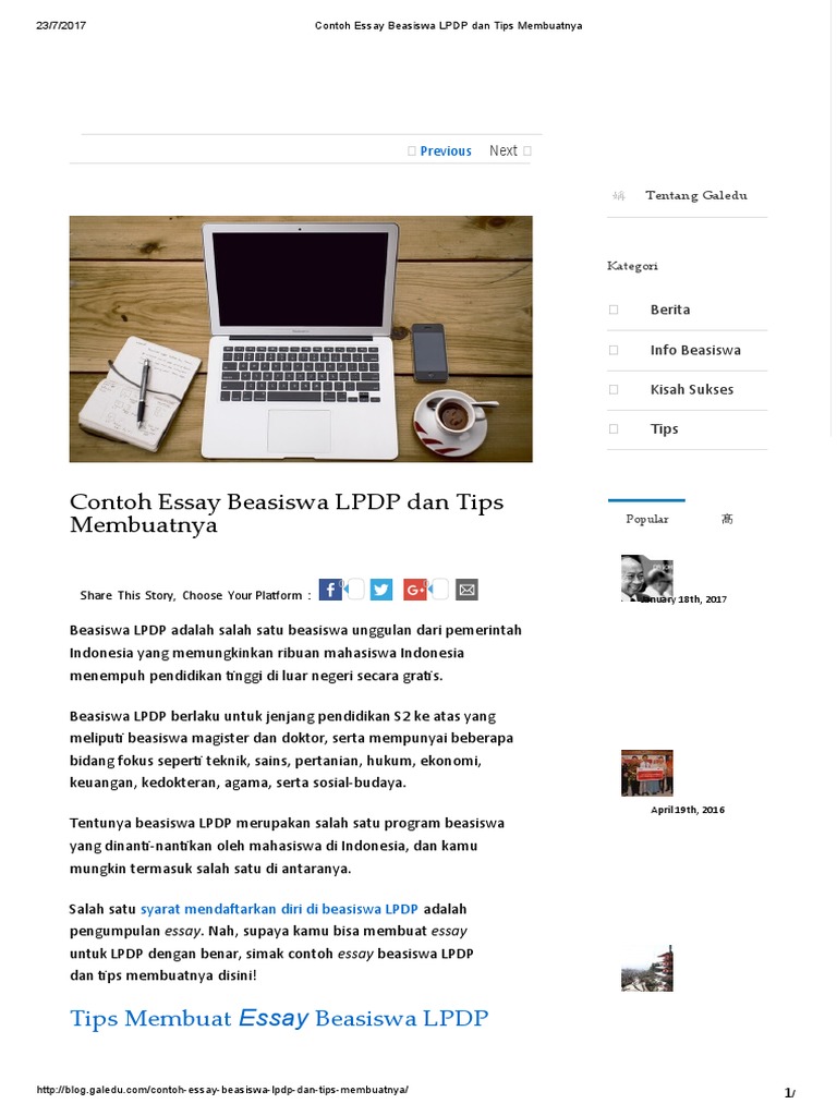 Contoh Essay Beasiswa | PDF