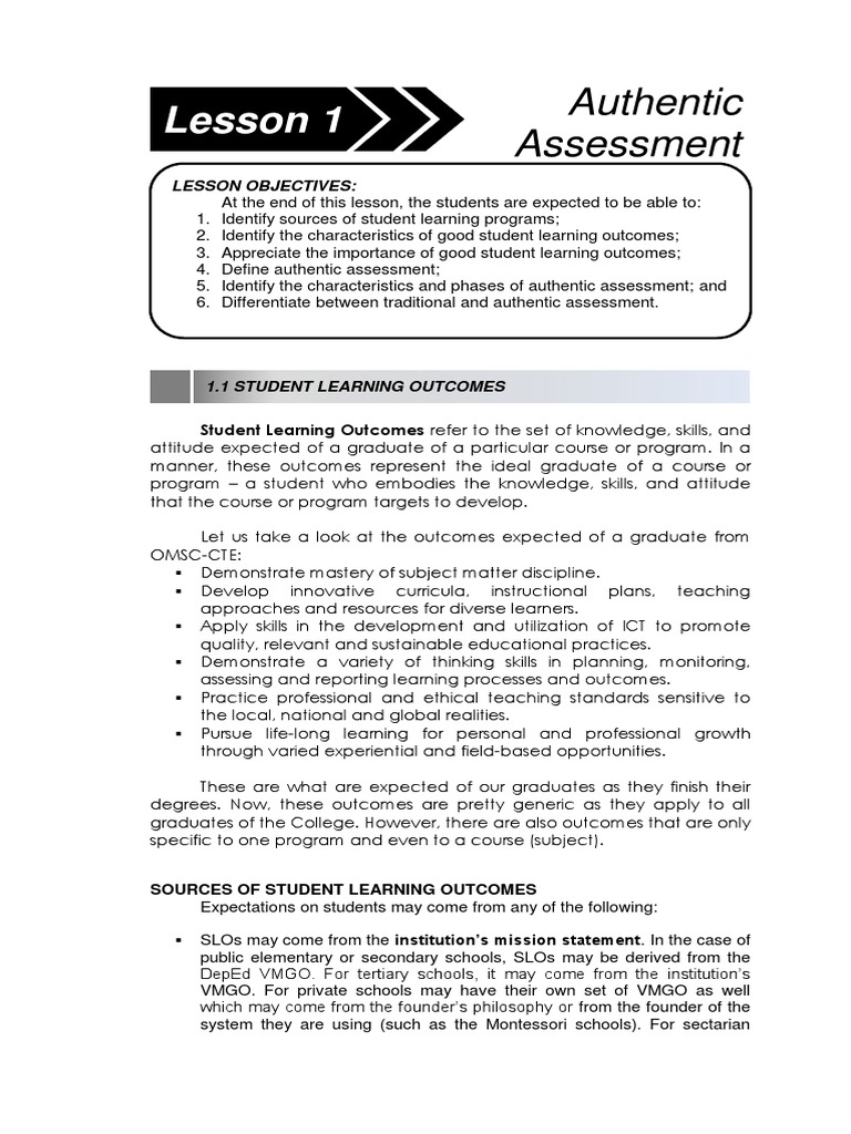 Lesson 2 Authentic Assessment PDF | PDF | Educational Assessment | Test ...