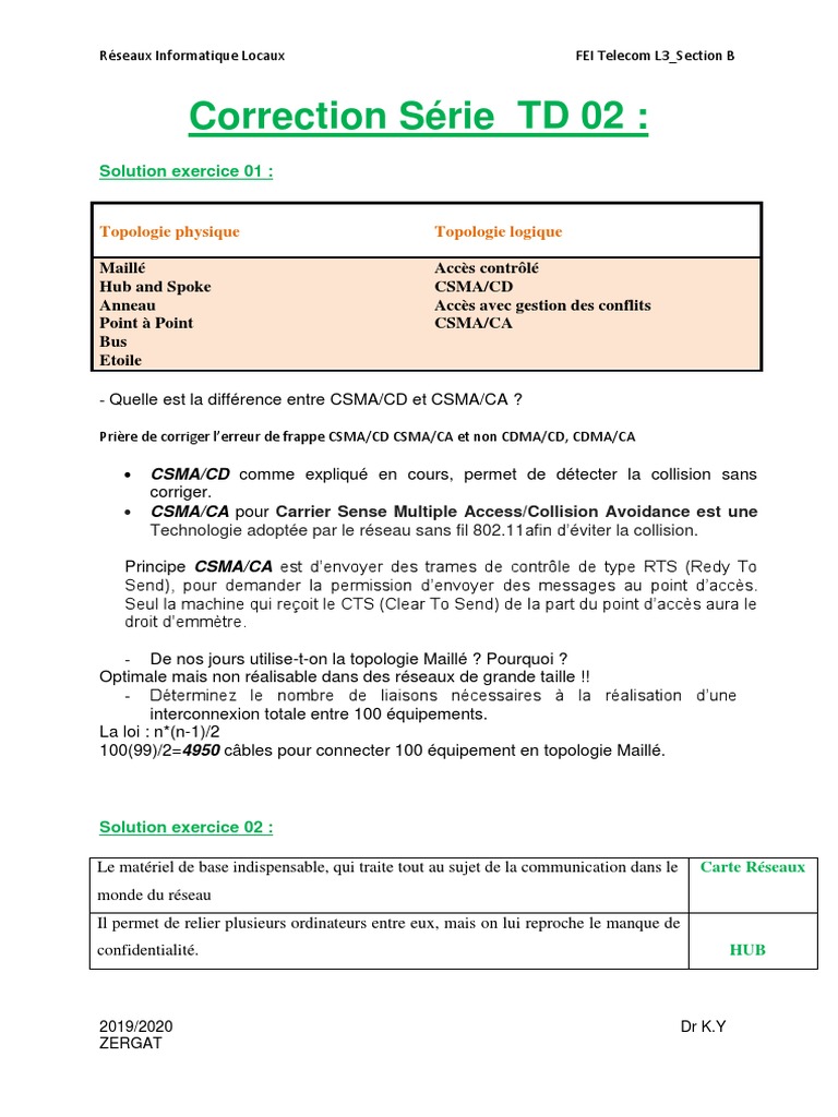 Solution TD2 | PDF | Topologie de réseau | Commutateur réseau