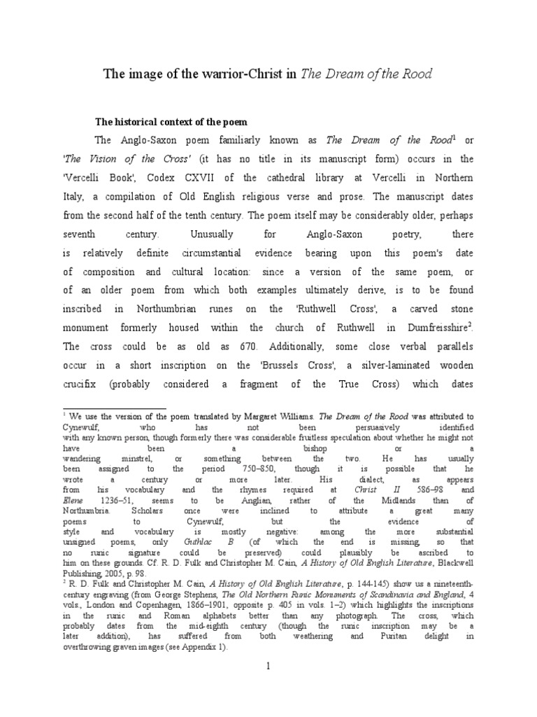 The Image of The Warrior-Christ in The Dream of The Rood | PDF | Jesus ...