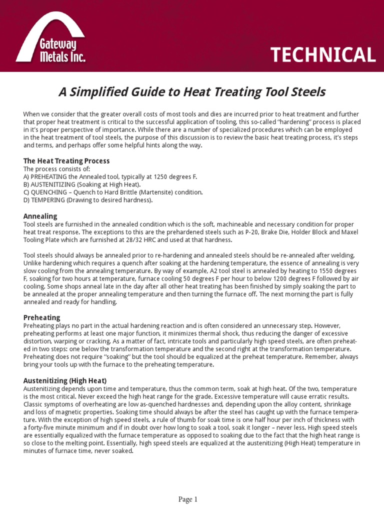 A Simplified Guide To Heat Treating Tool Steels | PDF | Heat Treating ...