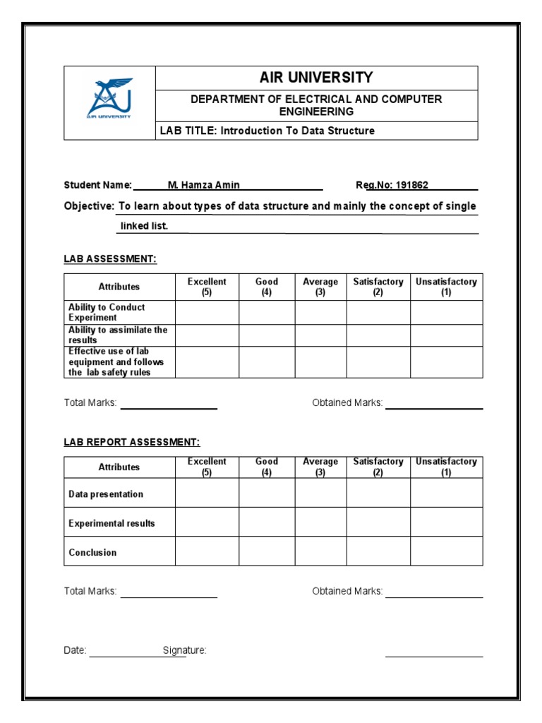 Air University: Department of Electrical and Computer Engineering LAB TITLE: Introduction To ...