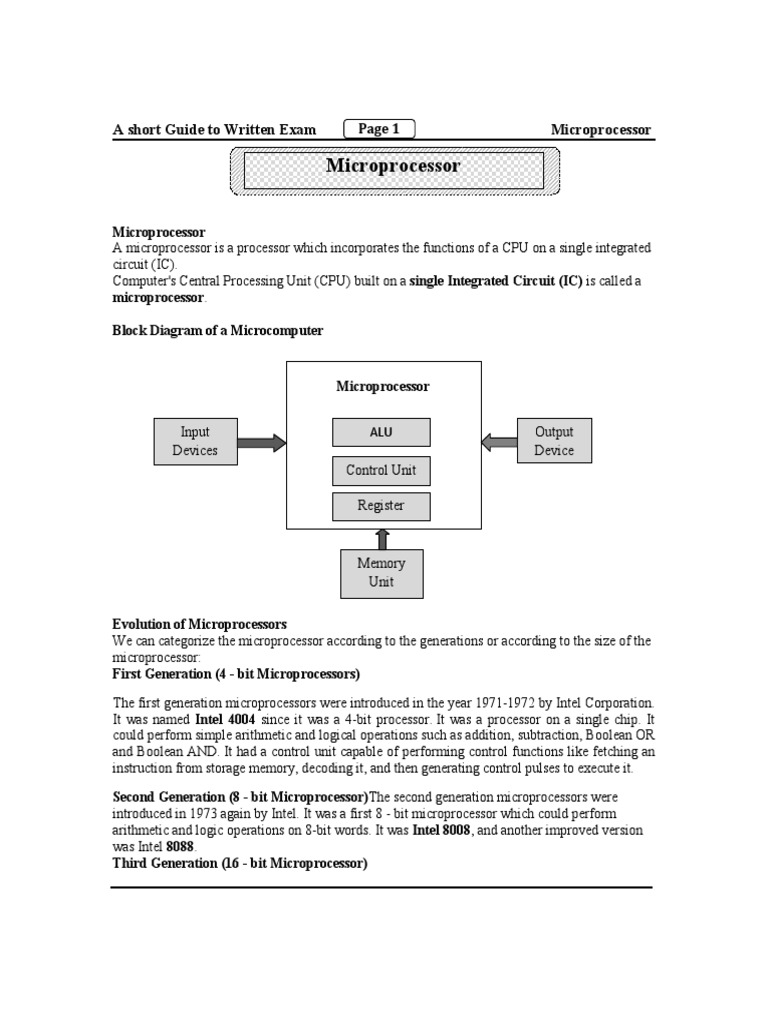 Microprocessor: A Short Guide To Written Exam Microprocessor | PDF ...