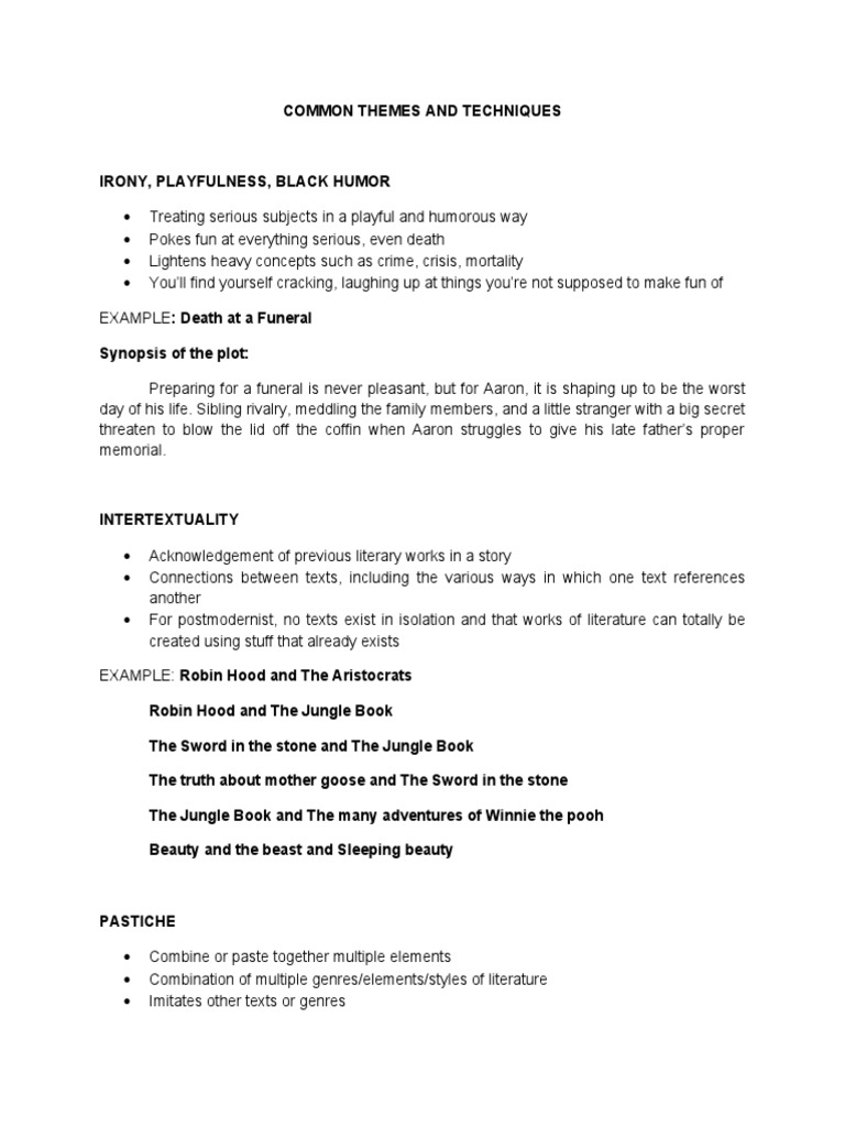 Common Themes and Techniques | PDF | Fantasy | Narrative