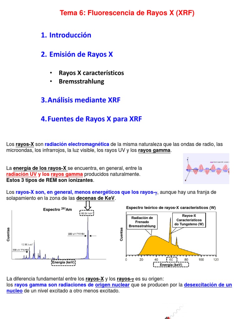 Tema 6 - TEFN - Fluorescencia de Rayos X | PDF | Rayo X | Rayo gamma