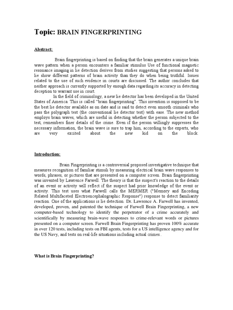 P Brain-Fingerprinting | PDF | Dna Profiling | Polygraph