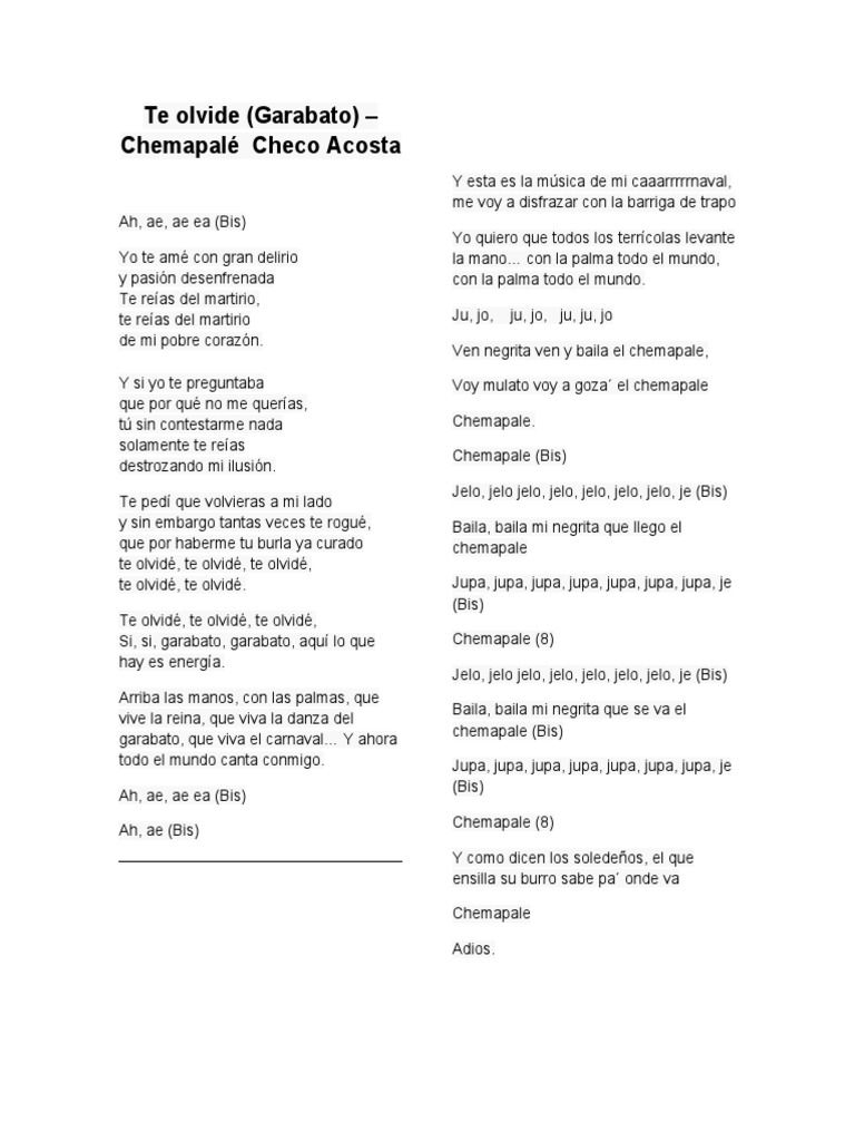 Letra Cancion Checo | PDF