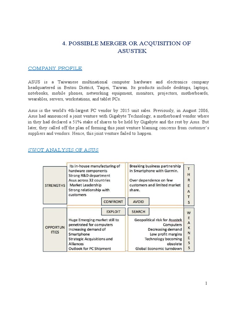 M&A Proposal - Sample Report | PDF | Hewlett Packard | Personal Computers