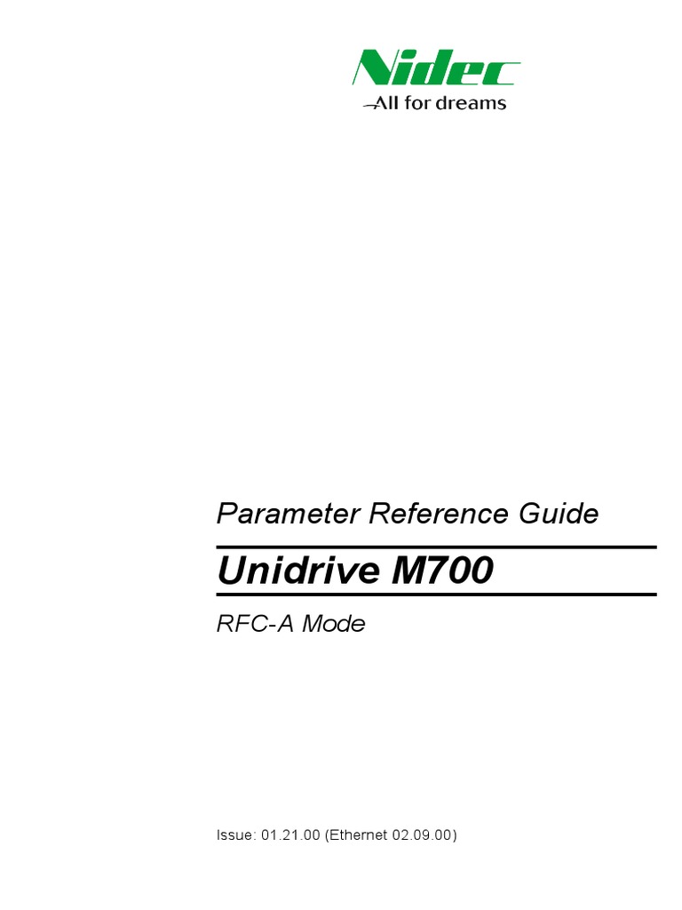 Manual Unidrive M700 - Parameters Guide RFC-A Modus PDF | PDF | Electric Motor | Computer Memory