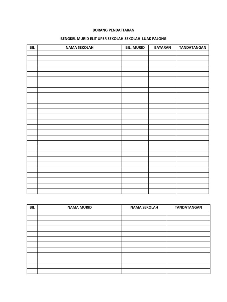Borang Pendaftaran Peserta Bengkel | PDF