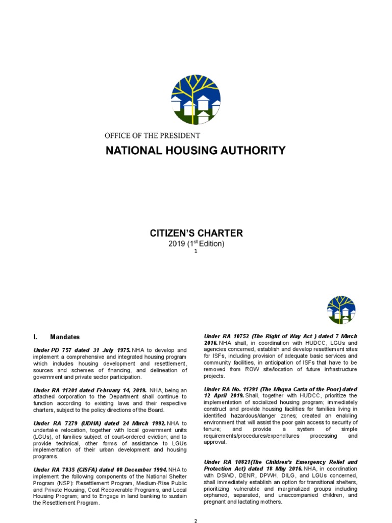 0 NHA Corporate Citizens Charter 2019 Handbook | PDF | Identity ...