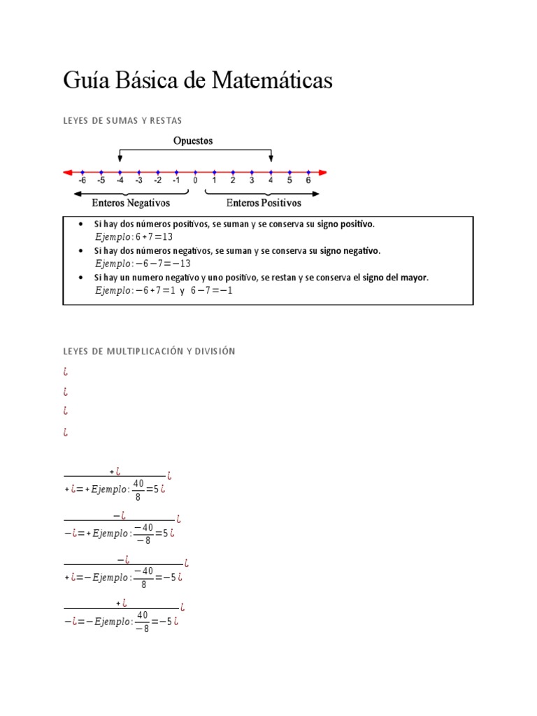 Guía Básica de Matemáticas | PDF