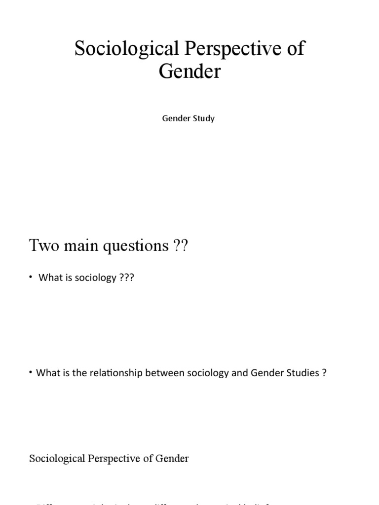 Sociological Perspective of Gender | PDF | Social Status | Sociology