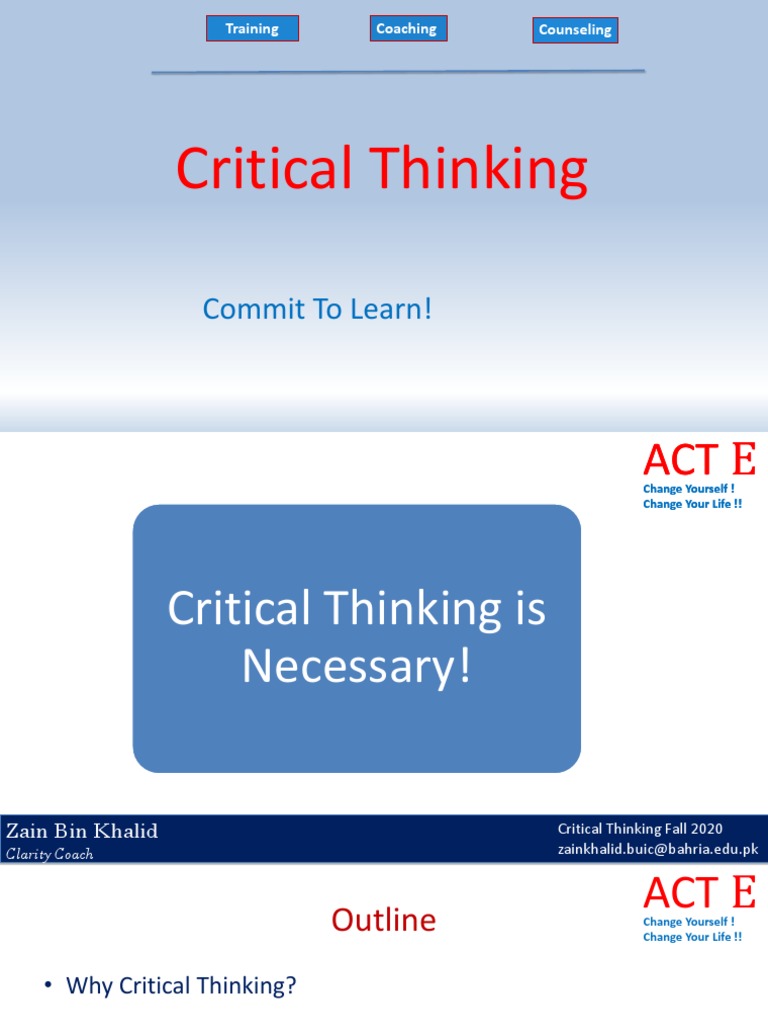 Lecture 1a Why Critical Thinking | PDF | Business