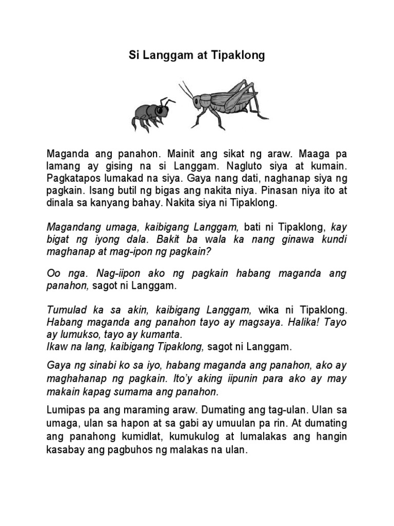 Si Langgam at Tipaklong | PDF