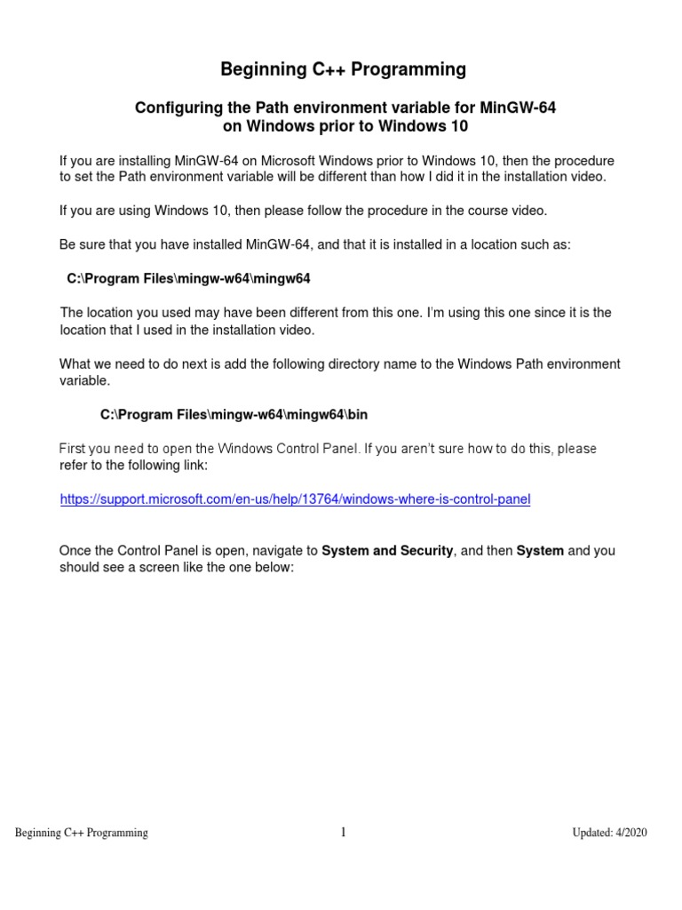 Beginning C++ Programming: Configuring The Path Environment Variable ...