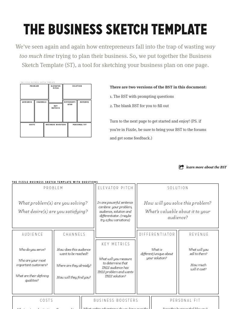 Fizzle Business Sketch Template PDF | PDF | Media Manipulation | Business