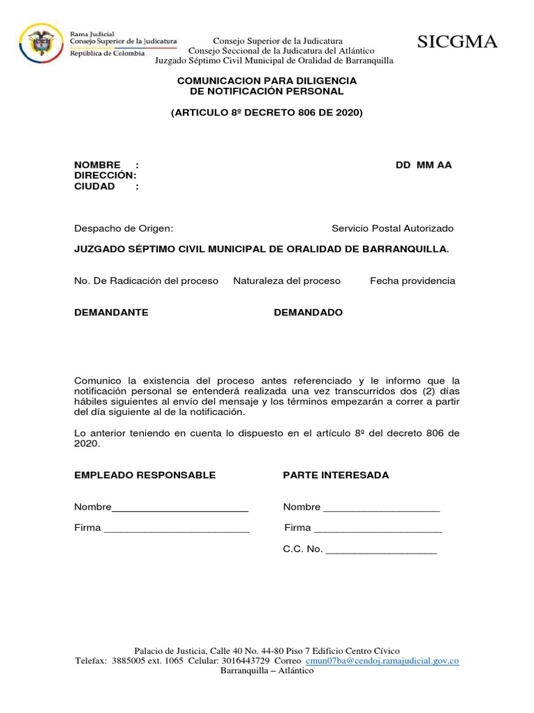 Formato Notificacion Personal | PDF