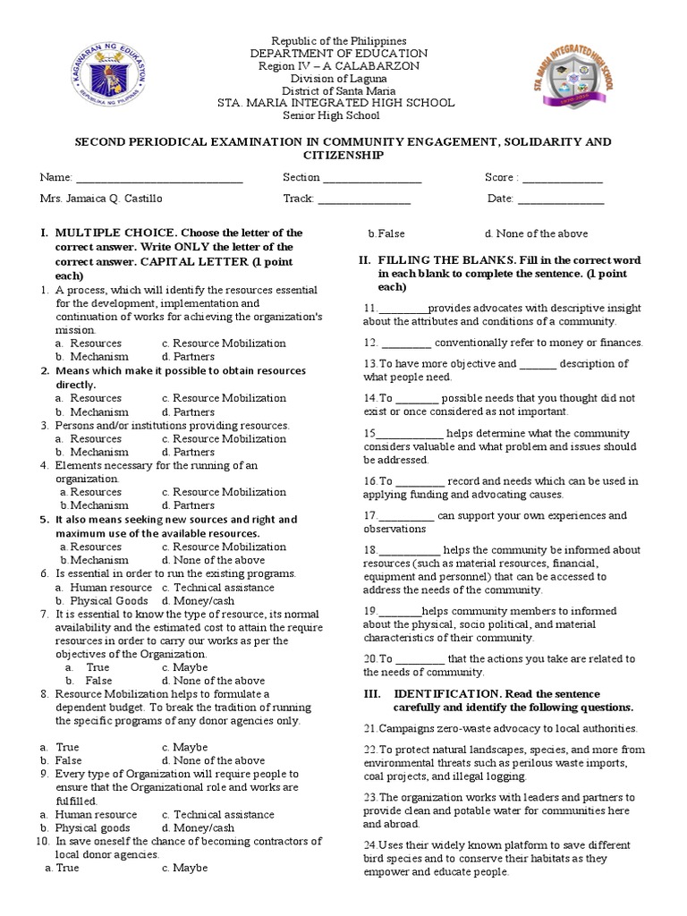 Exam in Cesc | PDF | Resource | Empowerment