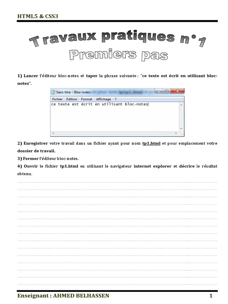 HTML5 - TP1 - TP10 - (Enoncé + Correction) Version Finale PDF | PDF