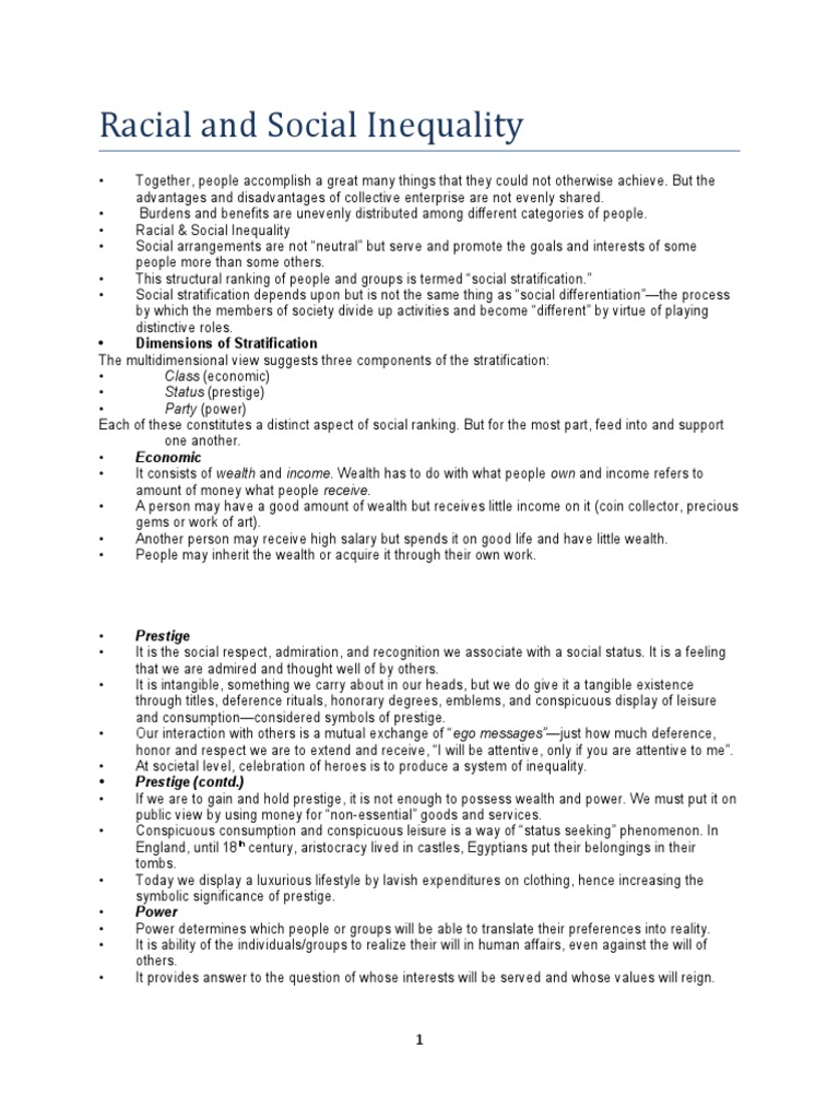 Racial and Social Inequality | PDF | Social Status | Power (Social And ...