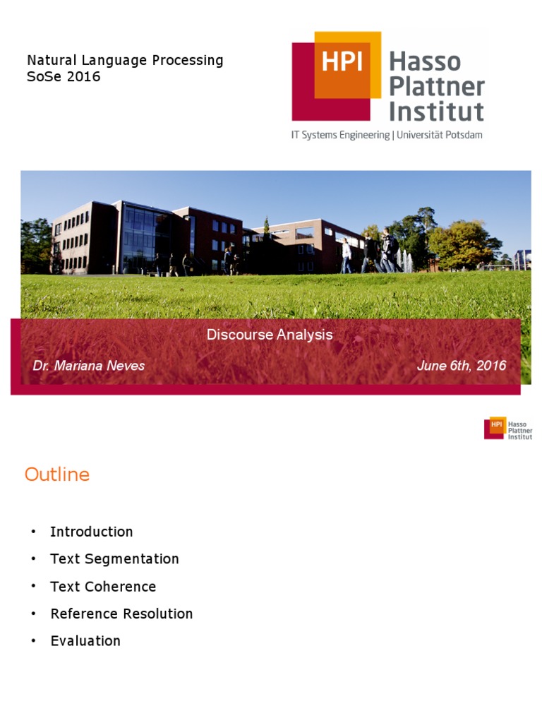 Natural Language Processing Sose 2016: Discourse Analysis | PDF ...