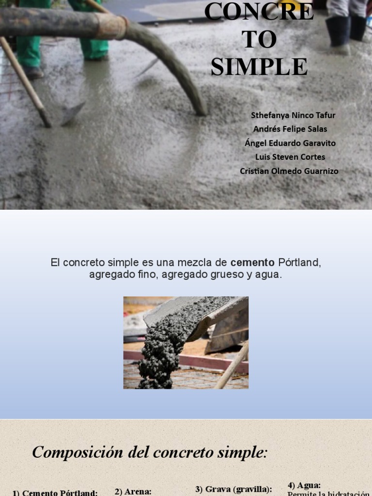 Concreto Simple-Diapositivas | PDF | Hormigón | Cemento