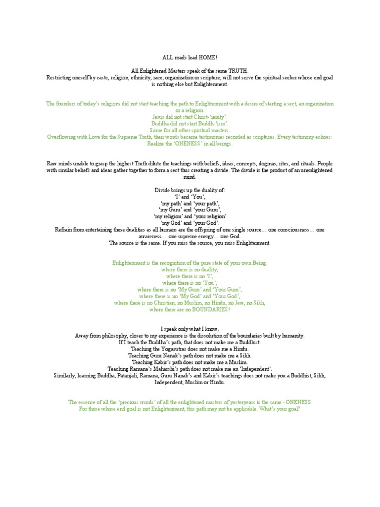 ALL Roads Lead HOME | PDF | Guru | Enlightenment (Spiritual)